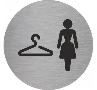 Plaque porte Vestiaire femmes - Pictogramme - Plaque ronde Ø83 mm