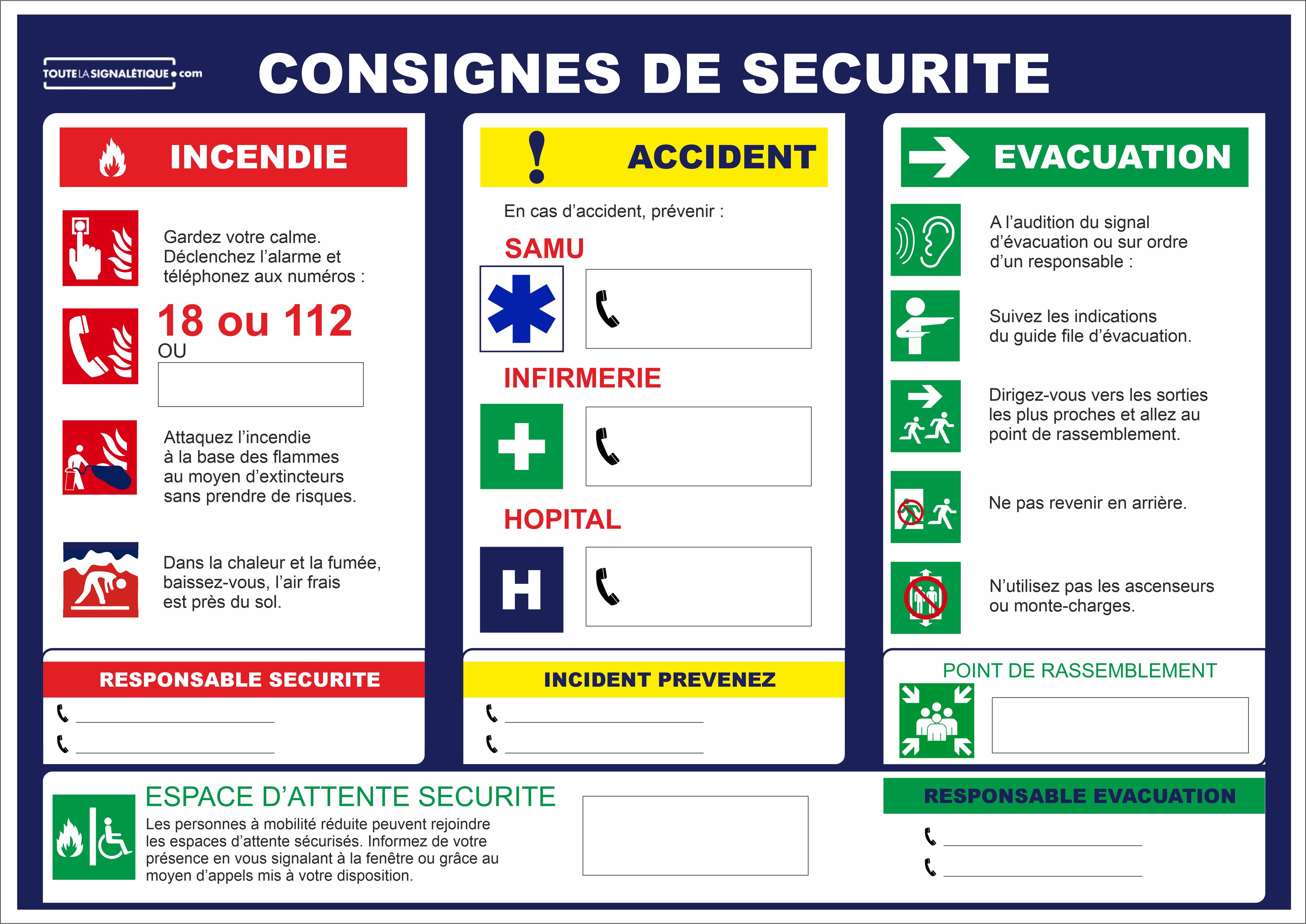 Symbole De Secours En Cas D'incendie BAES Et BAEH, Plans D'évacuation
